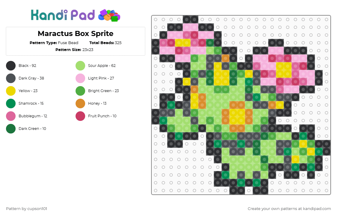 Maractus Box Sprite Fuse Bead Pattern - Kandi Pad | Kandi Patterns ...