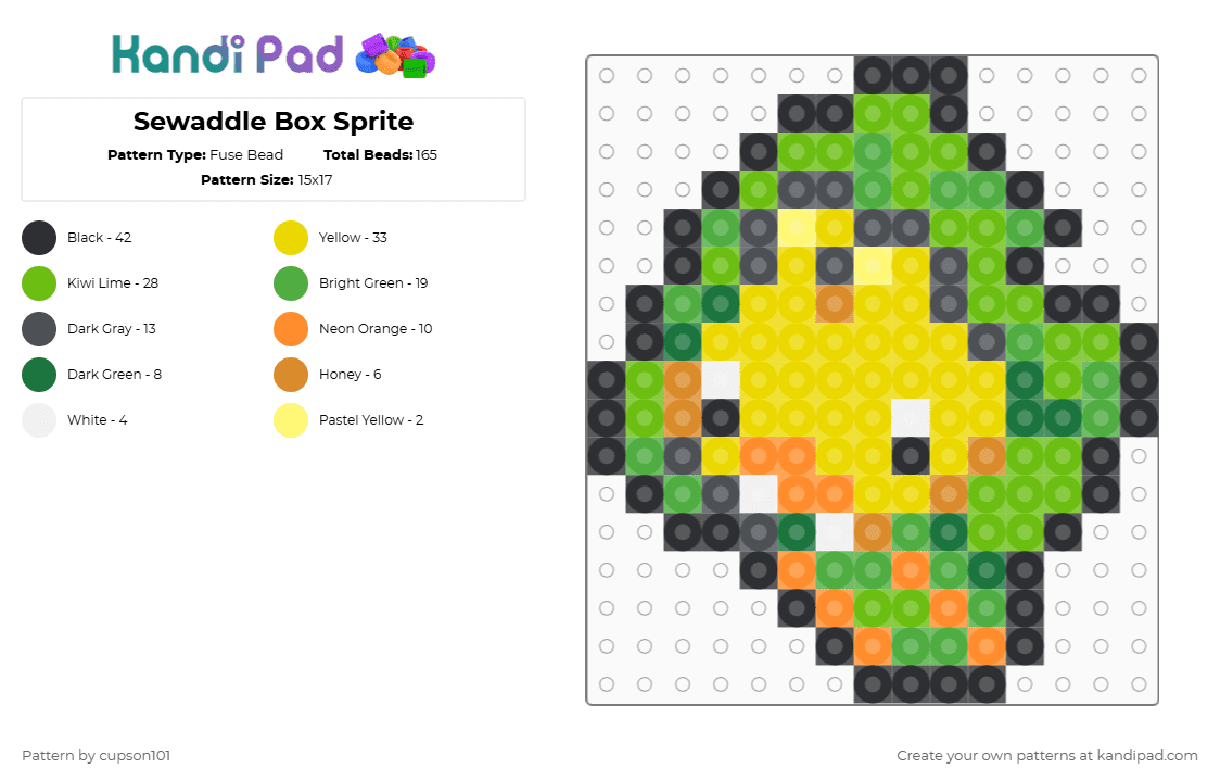 Sewaddle Box Sprite Fuse Bead Pattern - Kandi Pad | Kandi Patterns ...