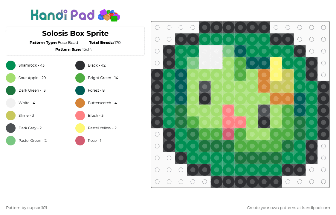 Solosis Box Sprite Fuse Bead Pattern - Kandi Pad | Kandi Patterns, Fuse ...