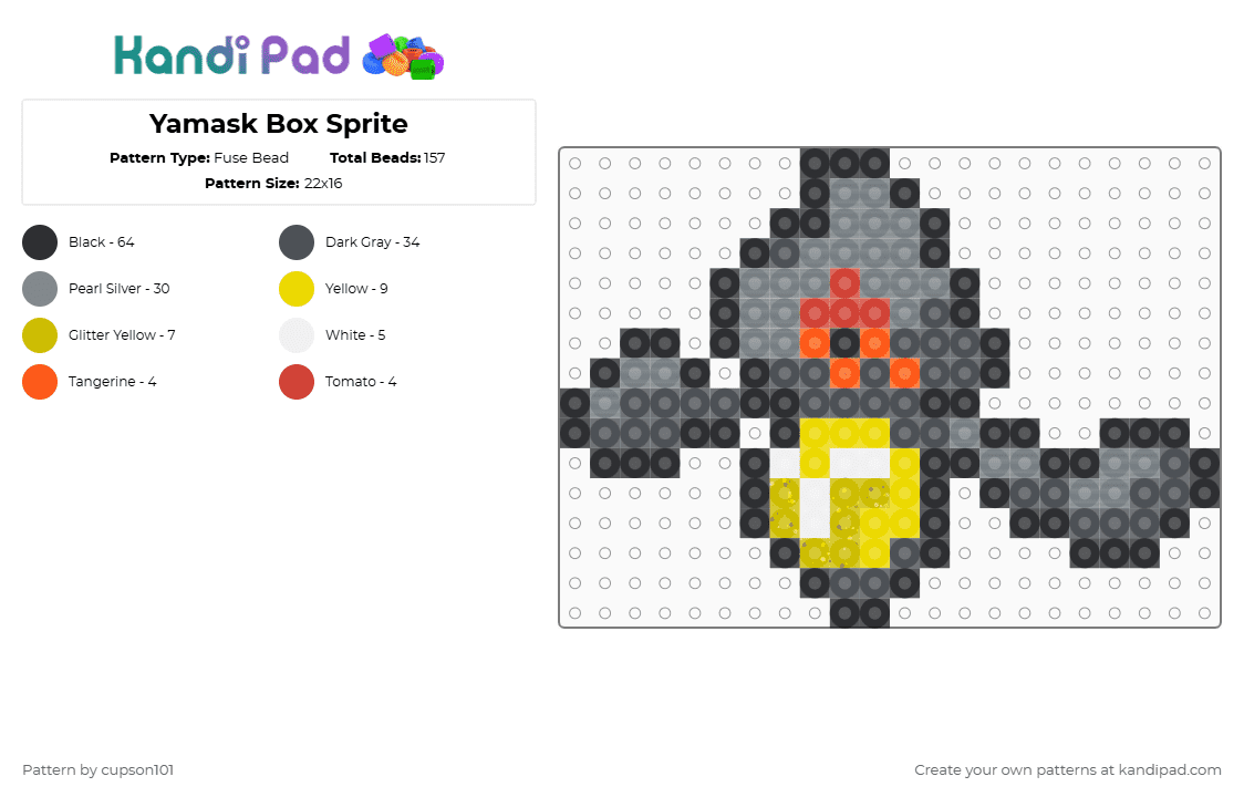 Yamask Box Sprite Fuse Bead Pattern - Kandi Pad | Kandi Patterns, Fuse ...