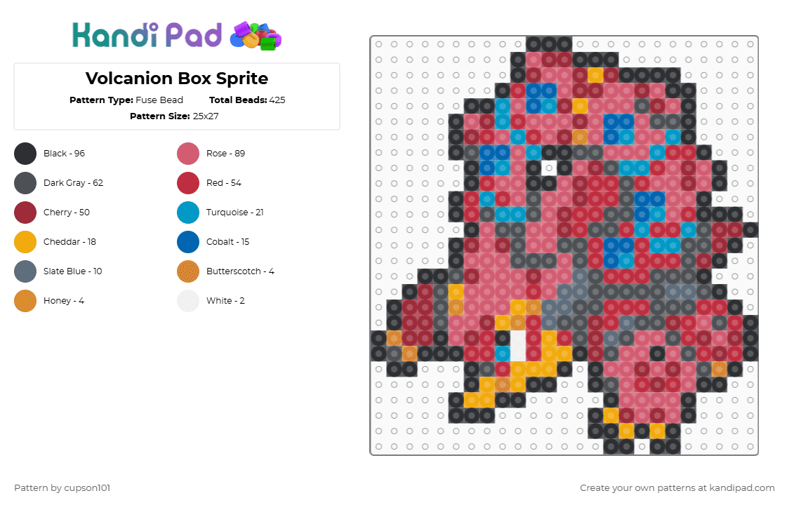 Volcanion Box Sprite Fuse Bead Pattern - Kandi Pad | Kandi Patterns ...