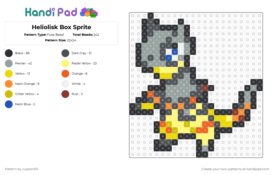 Heliolisk Box Sprite Fuse Bead Pattern - Kandi Pad | Kandi Patterns ...