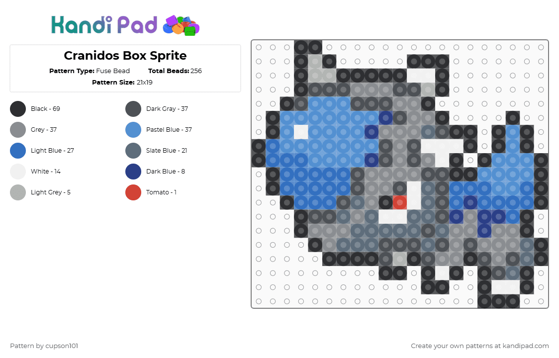 Cranidos Box Sprite Fuse Bead Pattern - Kandi Pad | Kandi Patterns ...