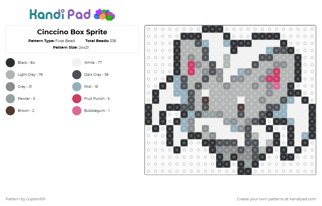 Cinccino Box Sprite Fuse Bead Pattern - Kandi Pad | Kandi Patterns ...