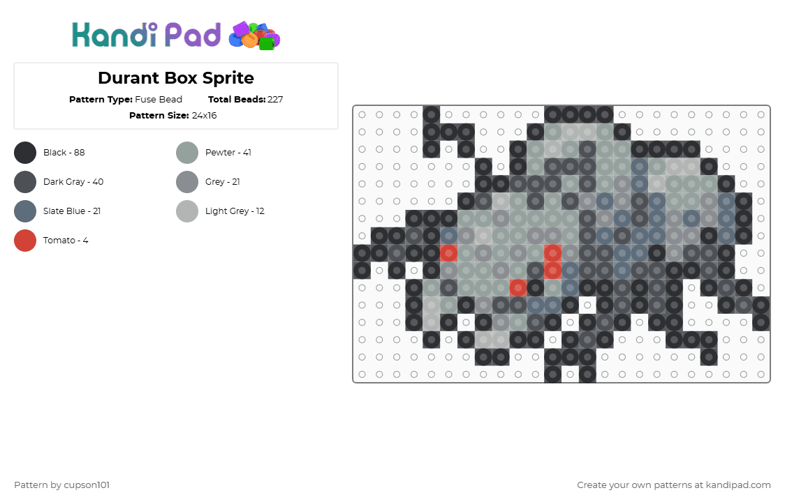 Durant Box Sprite Fuse Bead Pattern - Kandi Pad | Kandi Patterns, Fuse ...