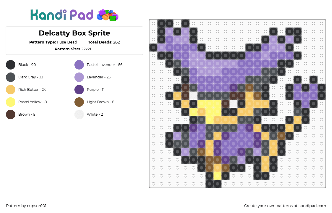 Delcatty Box Sprite Fuse Bead Pattern - Kandi Pad | Kandi Patterns ...