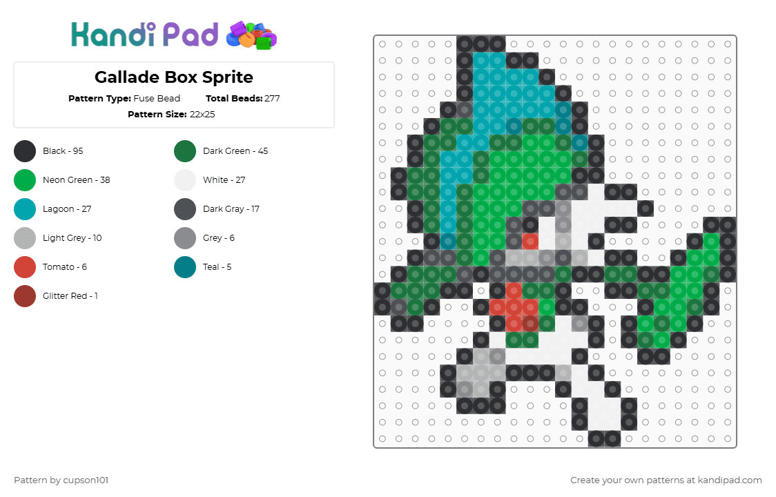 Gallade Box Sprite Fuse Bead Pattern - Kandi Pad | Kandi Patterns, Fuse ...