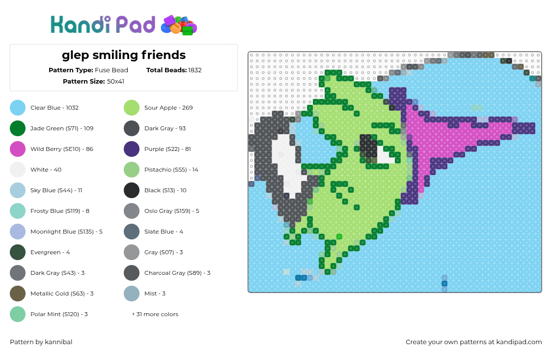 Glep smiling friends Fuse Bead Pattern - Kandi Pad | Kandi Patterns ...