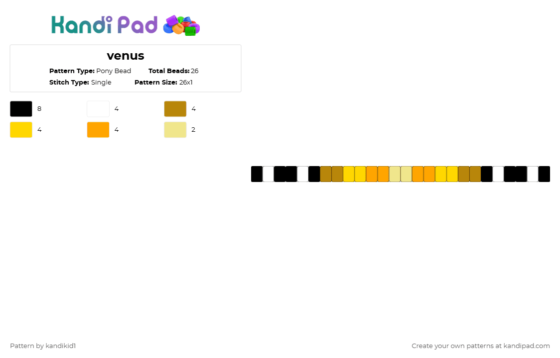 Venus Pony Bead Pattern - Kandi Pad | Kandi Patterns, Fuse Bead ...