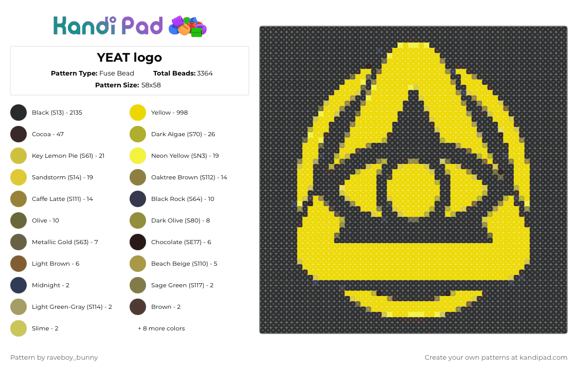 YEAT logo Fuse Bead Pattern - Kandi Pad | Kandi Patterns, Fuse Bead ...