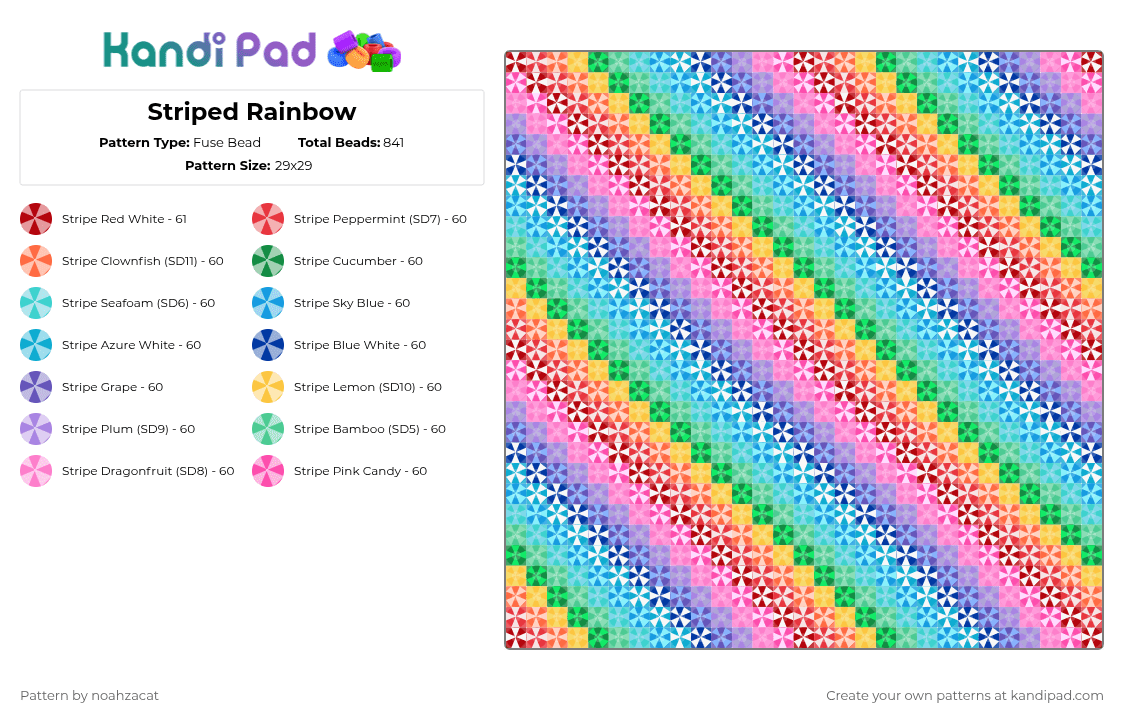 Abbou Stripe Fuse Bead Patterns - Gallery - Kandi Pad | Kandi Patterns ...