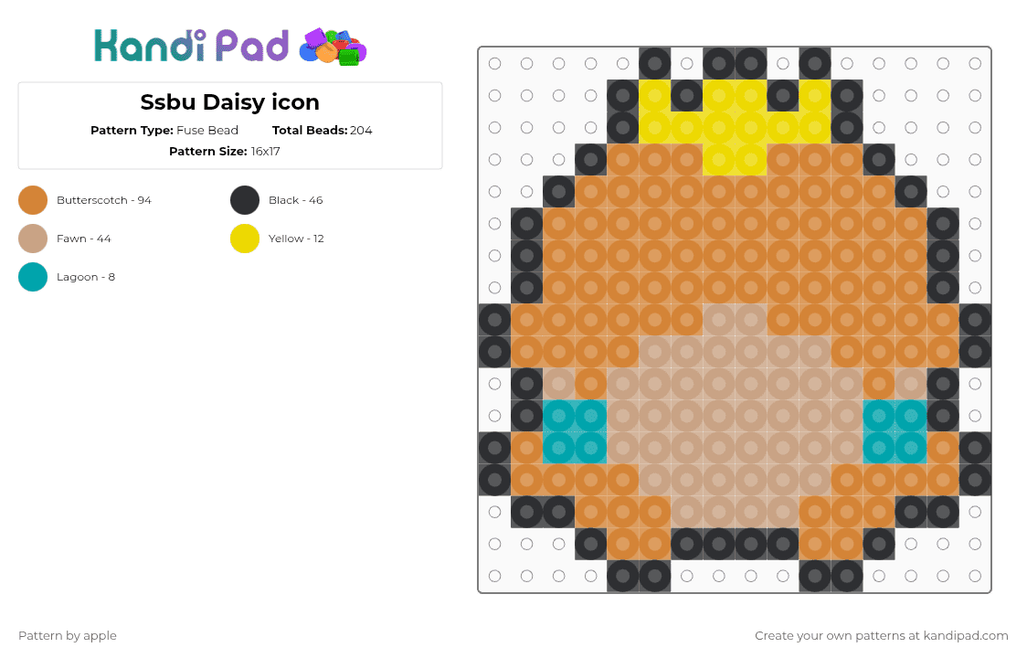 Ssbu Daisy icon Fuse Bead Pattern - Kandi Pad | Kandi Patterns, Fuse ...