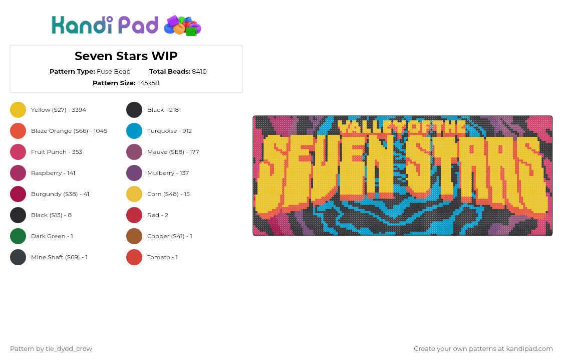 Seven Stars WIP Fuse Bead Pattern - Kandi Pad | Kandi Patterns, Fuse ...