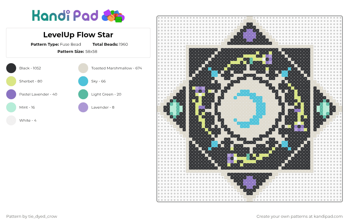 LevelUp Flow Star Fuse Bead Pattern - Kandi Pad | Kandi Patterns, Fuse ...