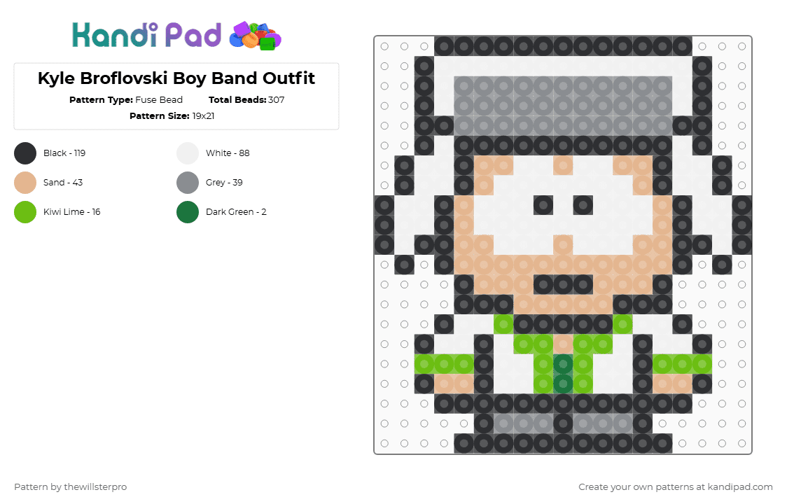 Kyle Broflovski Boy Band Outfit Fuse Bead Pattern - Kandi Pad | Kandi ...