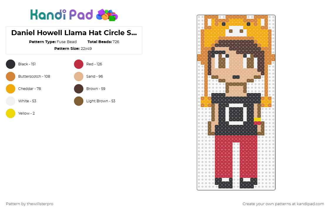 Daniel Howell Llama Hat Circle Shirt Fuse Bead Pattern - Kandi Pad ...