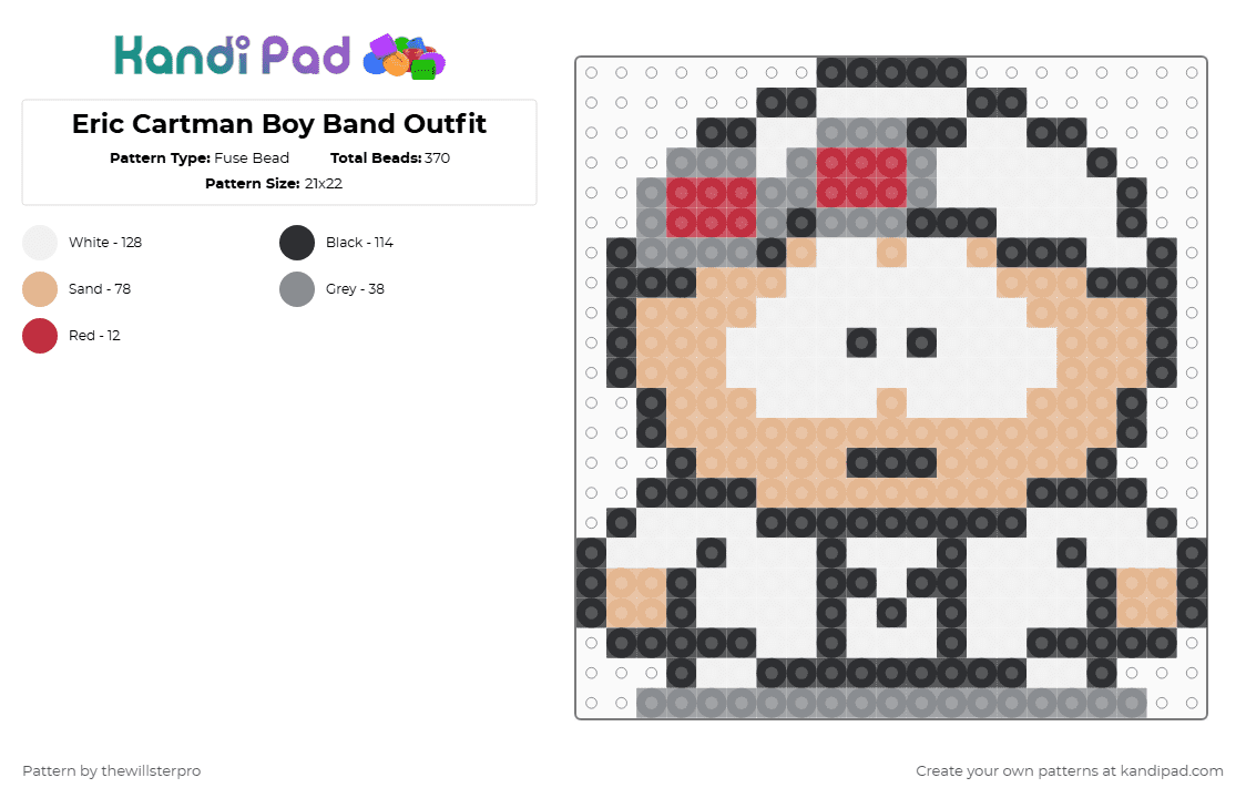 Eric Cartman Boy Band Outfit Fuse Bead Pattern - Kandi Pad | Kandi ...