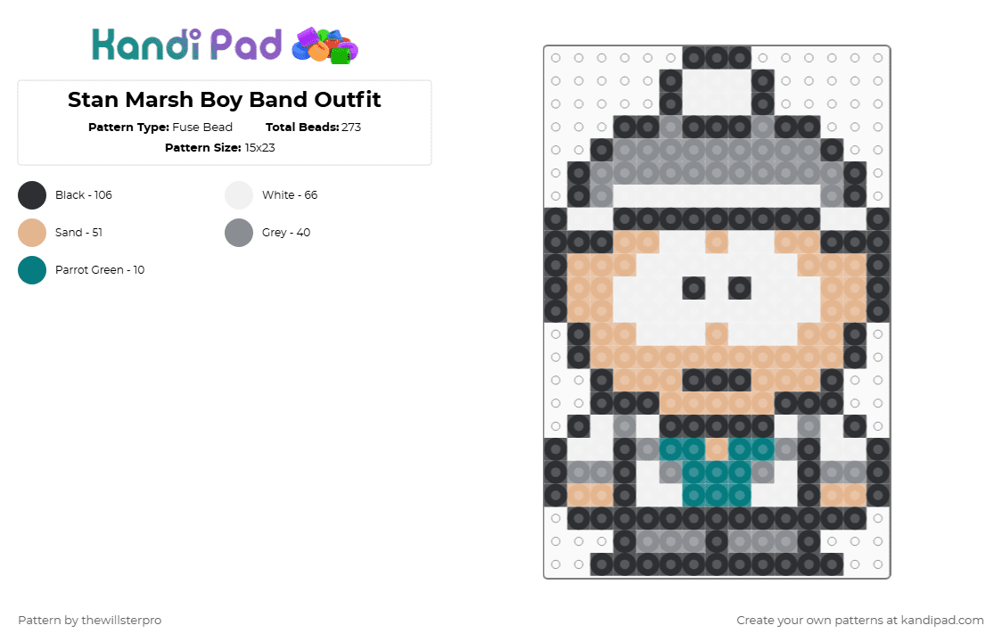 Stan Marsh Boy Band Outfit Fuse Bead Pattern - Kandi Pad | Kandi ...