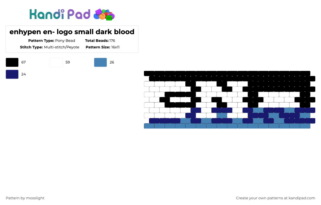 Enhypen en- logo small dark blood Pony Bead Pattern - Kandi Pad | Kandi ...