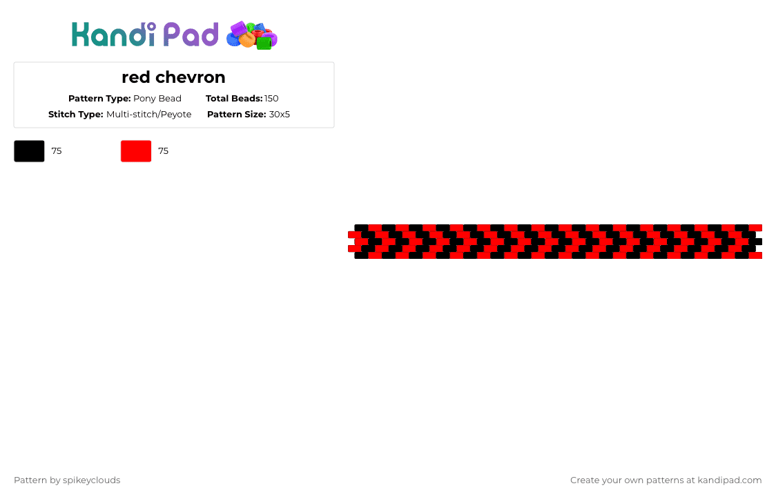 Red chevron Pony Bead Pattern - Kandi Pad | Kandi Patterns, Fuse Bead ...