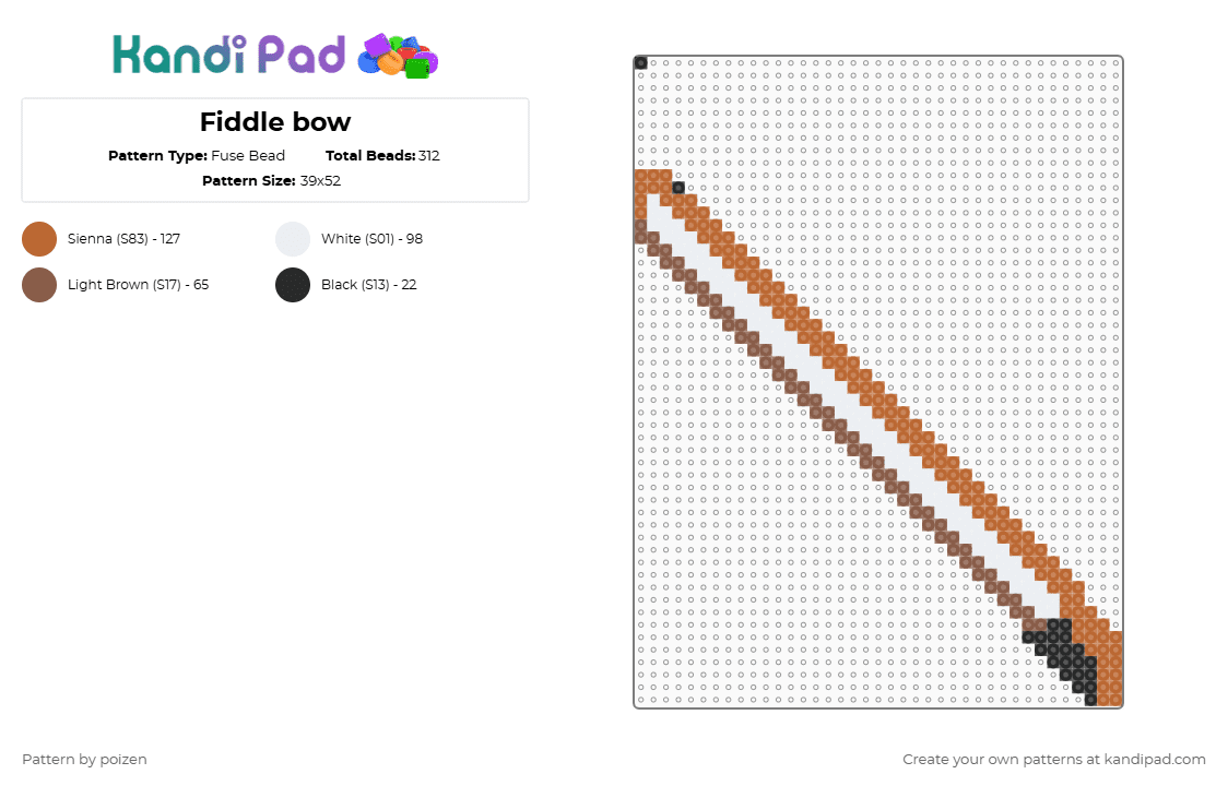 Fiddle bow Fuse Bead Pattern - Kandi Pad | Kandi Patterns, Fuse Bead ...