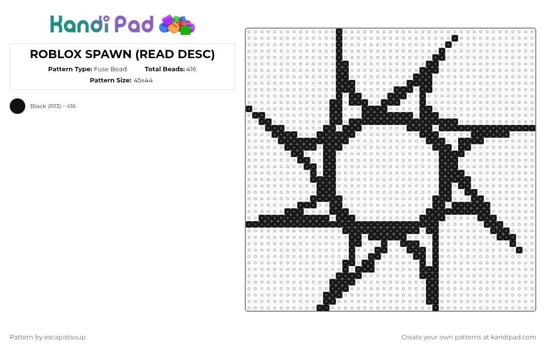 ROBLOX SPAWN (READ DESC) Fuse Bead Pattern - Kandi Pad | Kandi Patterns ...