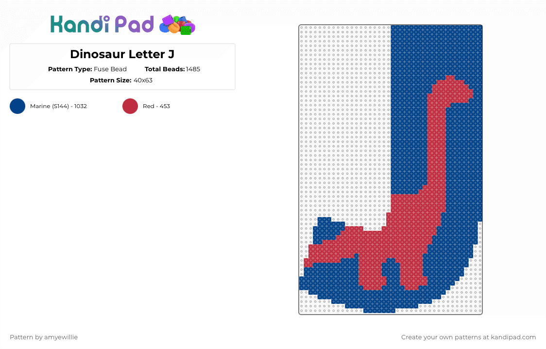 Dinosaur Letter J Fuse Bead Pattern - Kandi Pad | Kandi Patterns, Fuse ...