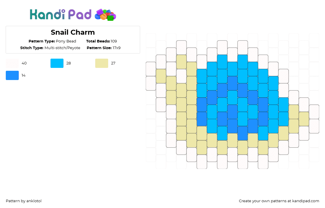 Snail Charm Pony Bead Pattern - Kandi Pad | Kandi Patterns, Fuse Bead ...