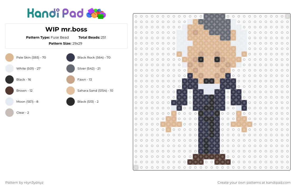 Smiling friends mr.boss Fuse Bead Pattern - Kandi Pad | Kandi Patterns ...