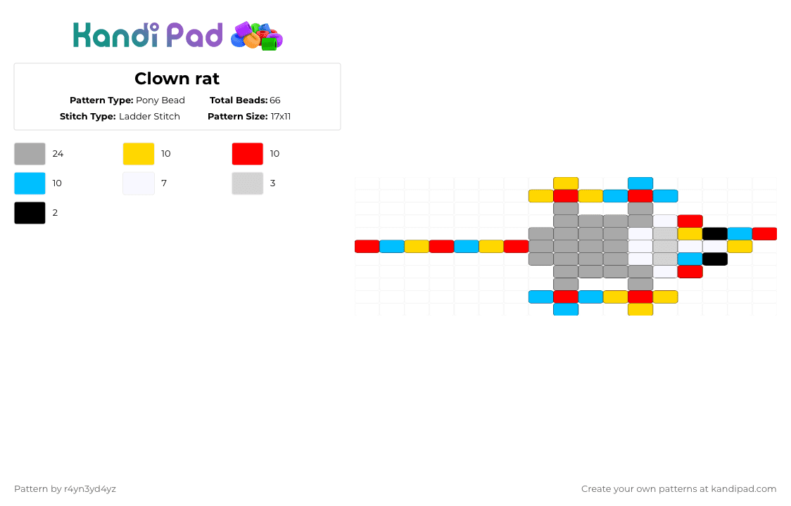Clown rat [read description] Pony Bead Pattern - Kandi Pad | Kandi ...