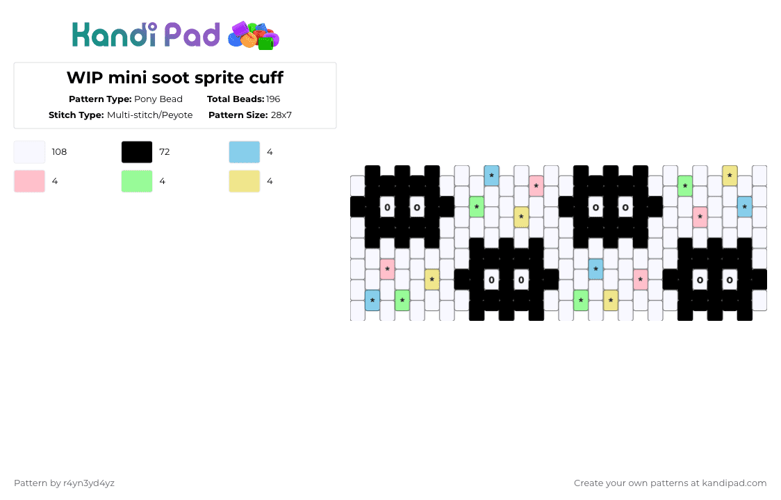Mini soot sprite cuff Pony Bead Pattern - Kandi Pad | Kandi Patterns ...