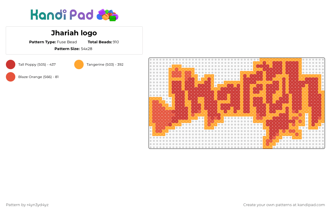 Jhariah logo Fuse Bead Pattern - Kandi Pad | Kandi Patterns, Fuse Bead ...