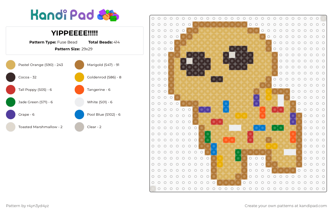 YIPPEEEE!!!!! Fuse Bead Pattern - Kandi Pad | Kandi Patterns, Fuse Bead ...