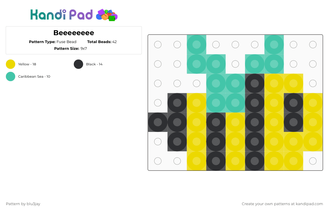 Beeeeeeee Fuse Bead Pattern - Kandi Pad | Kandi Patterns, Fuse Bead ...