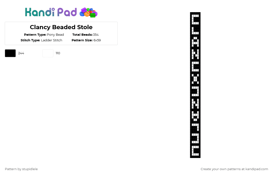 Clancy Beaded Stole Pony Bead Pattern - Kandi Pad | Kandi Patterns ...