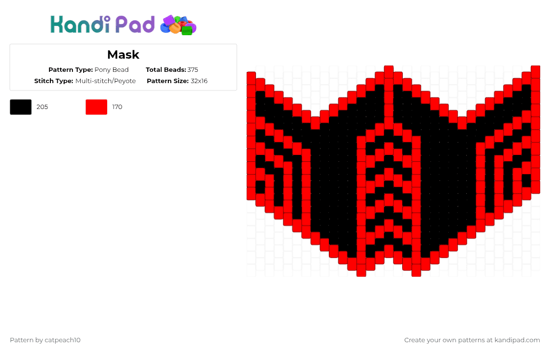 Mask Pony Bead Pattern - Kandi Pad | Kandi Patterns, Fuse Bead Patterns ...