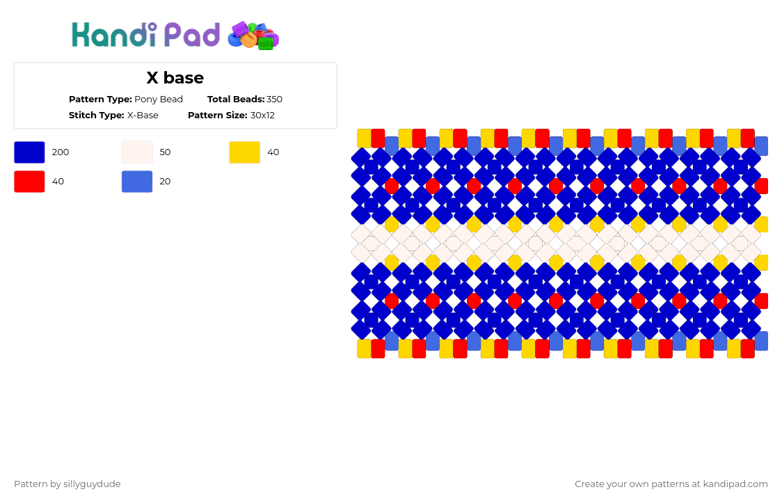 X base Pony Bead Pattern - Kandi Pad | Kandi Patterns, Fuse Bead ...
