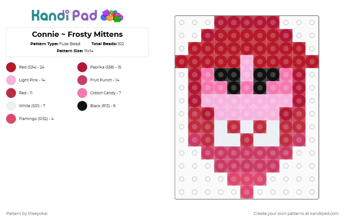 Connie ~ Frosty Mittens Fuse Bead Pattern - Kandi Pad | Kandi Patterns ...
